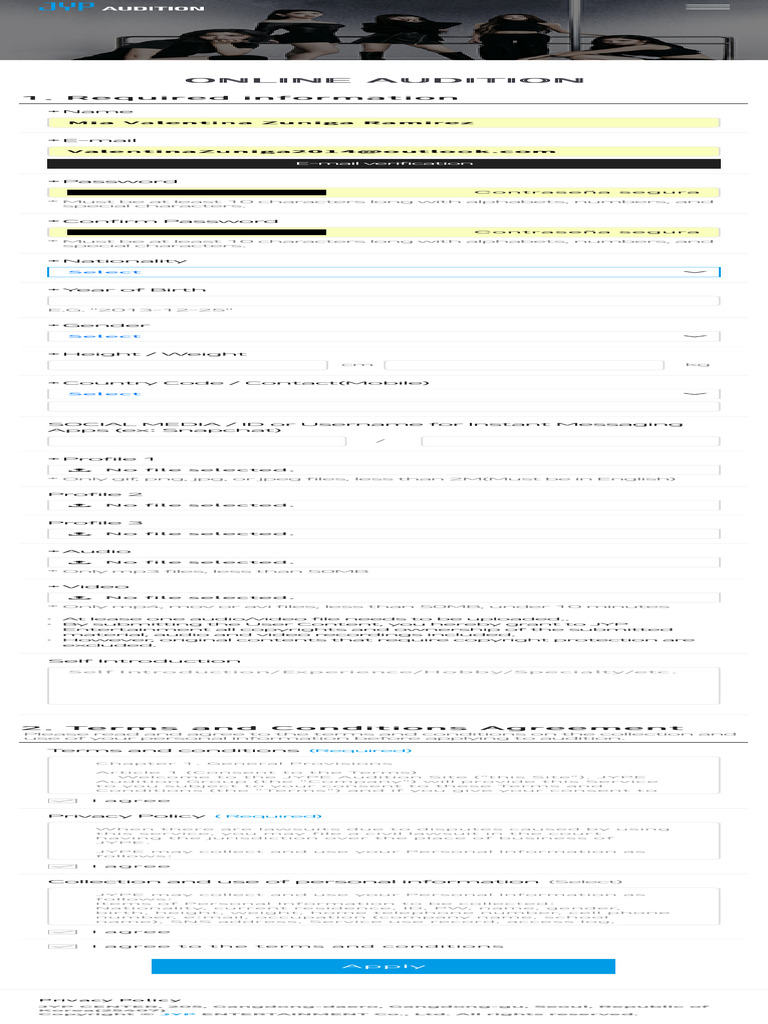 JYP Audition Application Guide | PDF