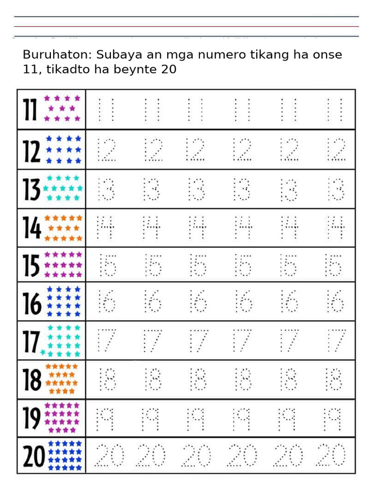Tracing Numbers 11-20 | PDF