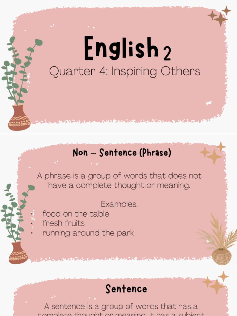 1740524797-English 2_Sentences & Non-Sentences (1) | PDF