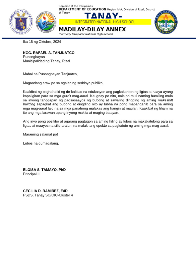 Letter of Request For Repair | PDF