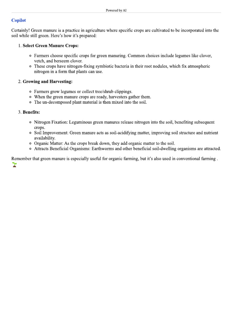 Green Manure Preparation | PDF