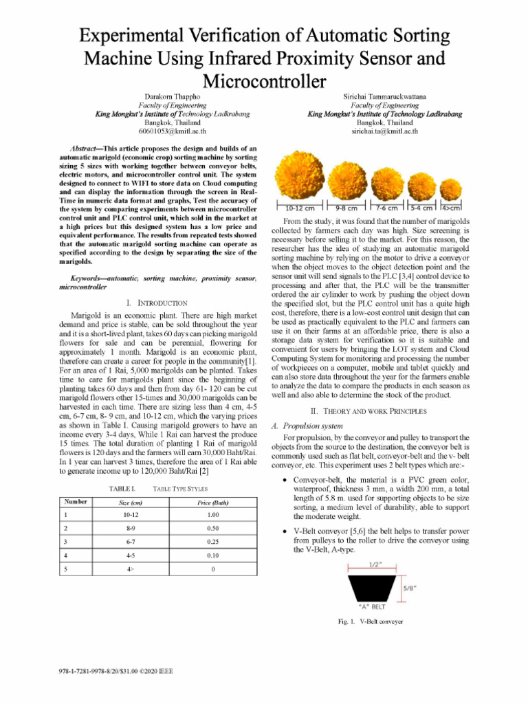 Automatic Marigold Sorting Machine | PDF | Engines | Programmable Logic ...