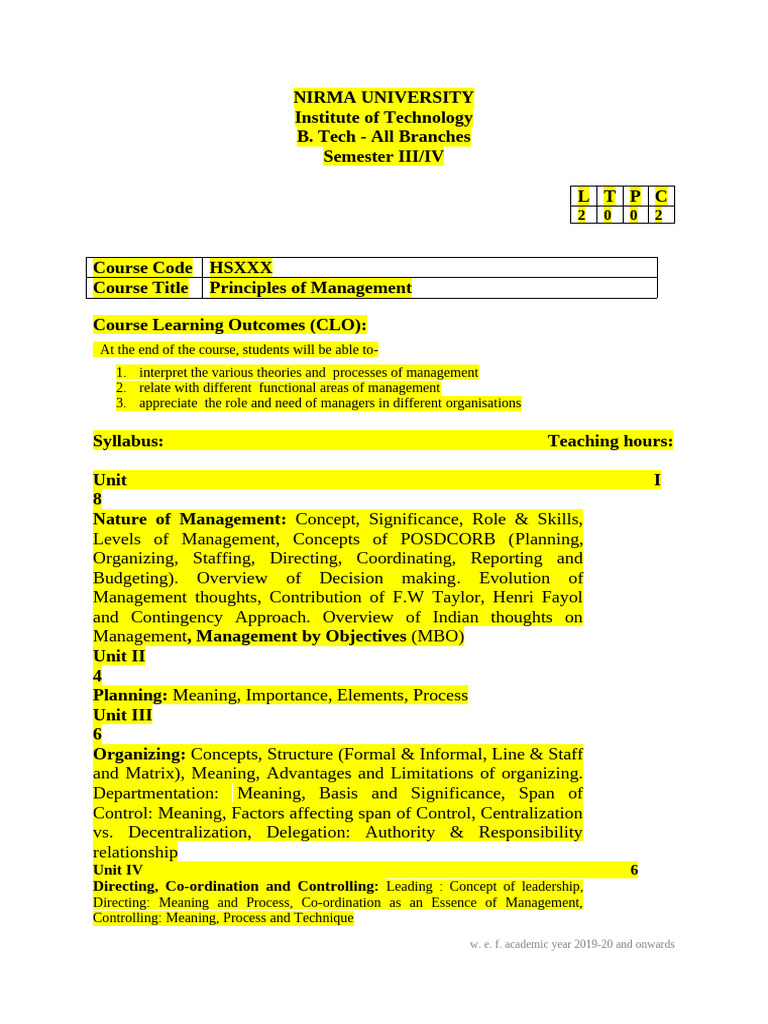 POM 2HS341 SYLLABUS(3) | PDF | Business