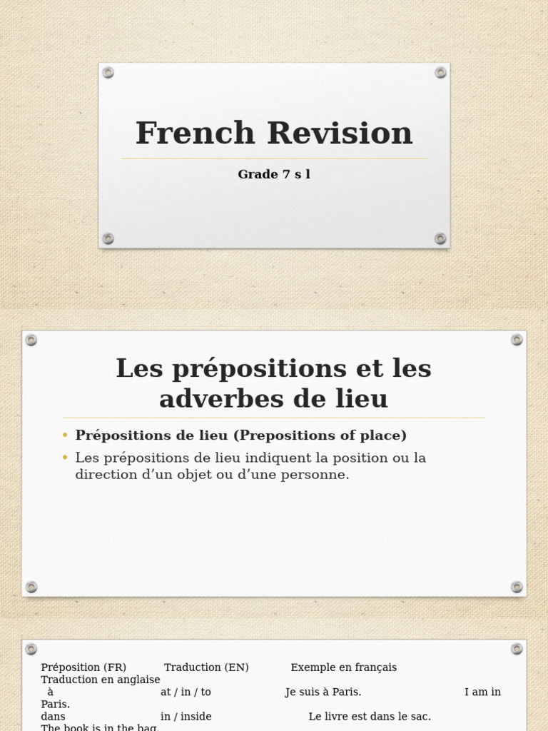 French Revision Grade 7, Second L | PDF | Question | Mécanique du langage