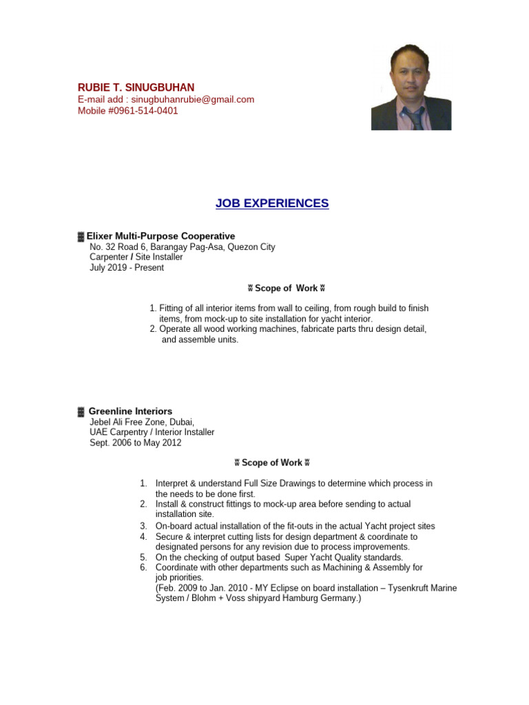 RUBIE SINUGBUHAN Final CV | PDF | Philippines