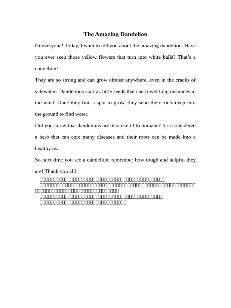 The Amazing Dandelion | PDF