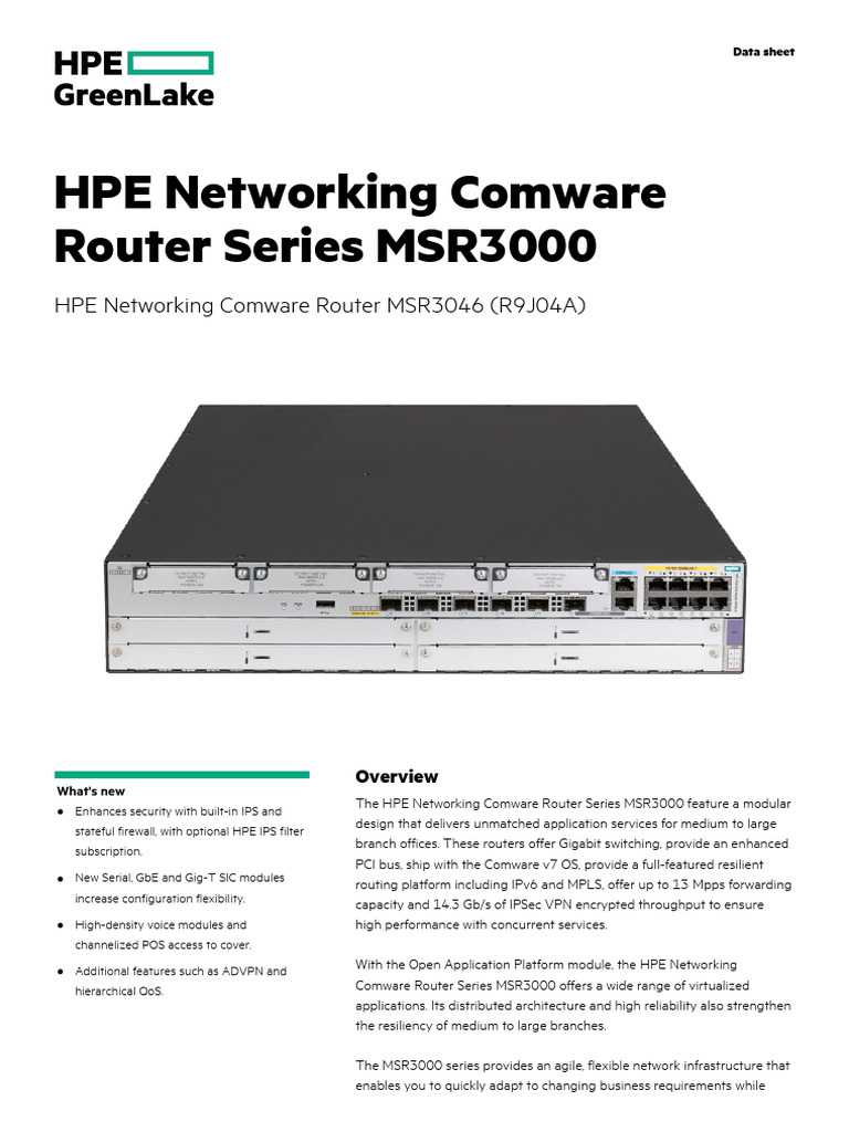HPE Networking Comware Router MSR3046 Data sheet-PSN1014652514NZEN ...