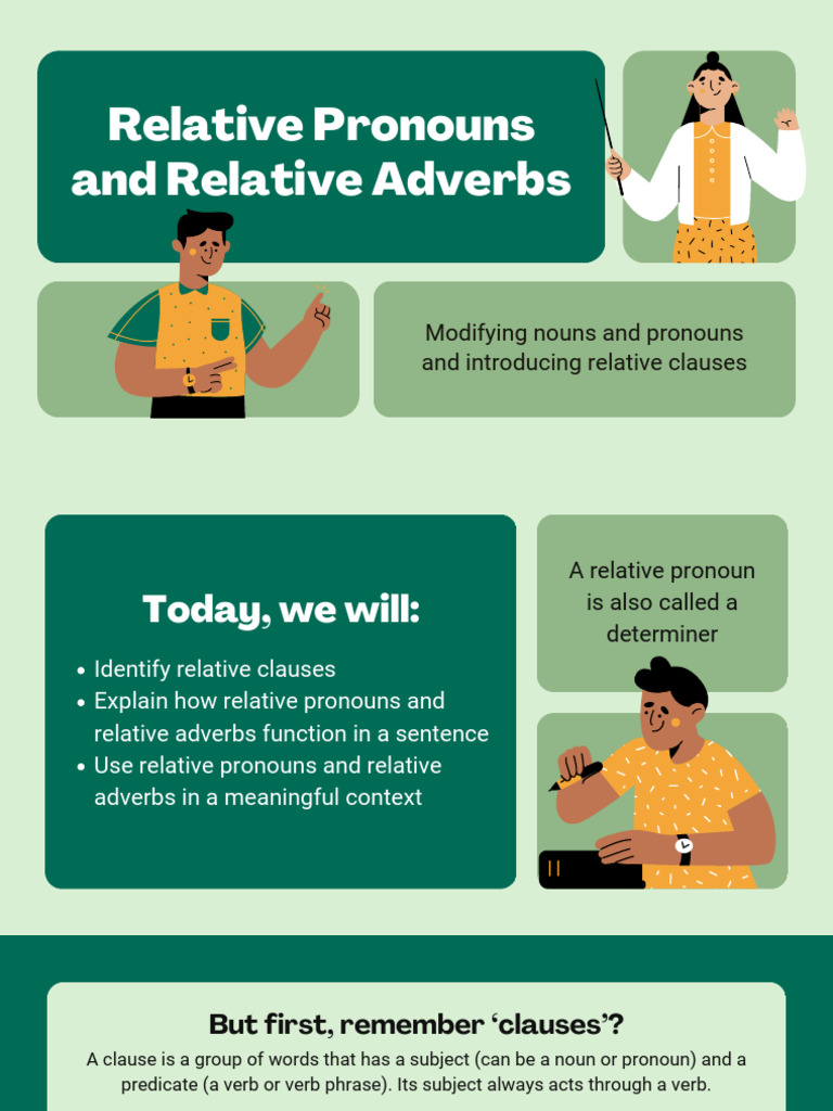 Relative Pronouns and Relative Adverbs | PDF | Clause | Adverb