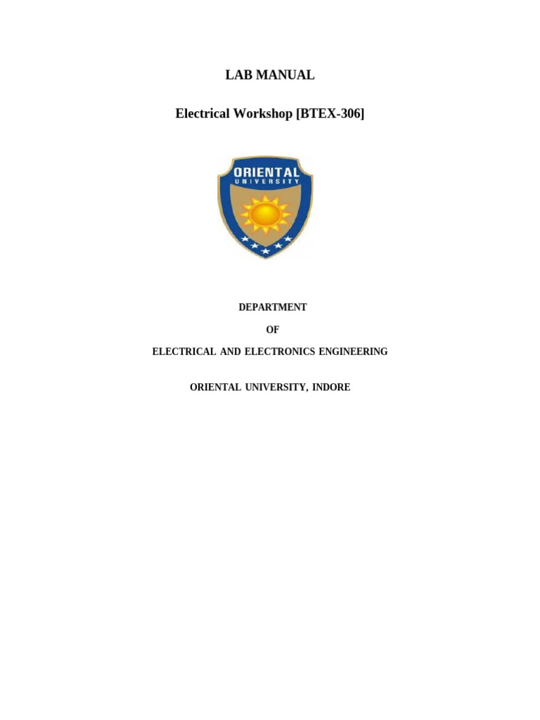 Electrical Workshop Lab Manual | PDF | Fluorescent Lamp | Switch