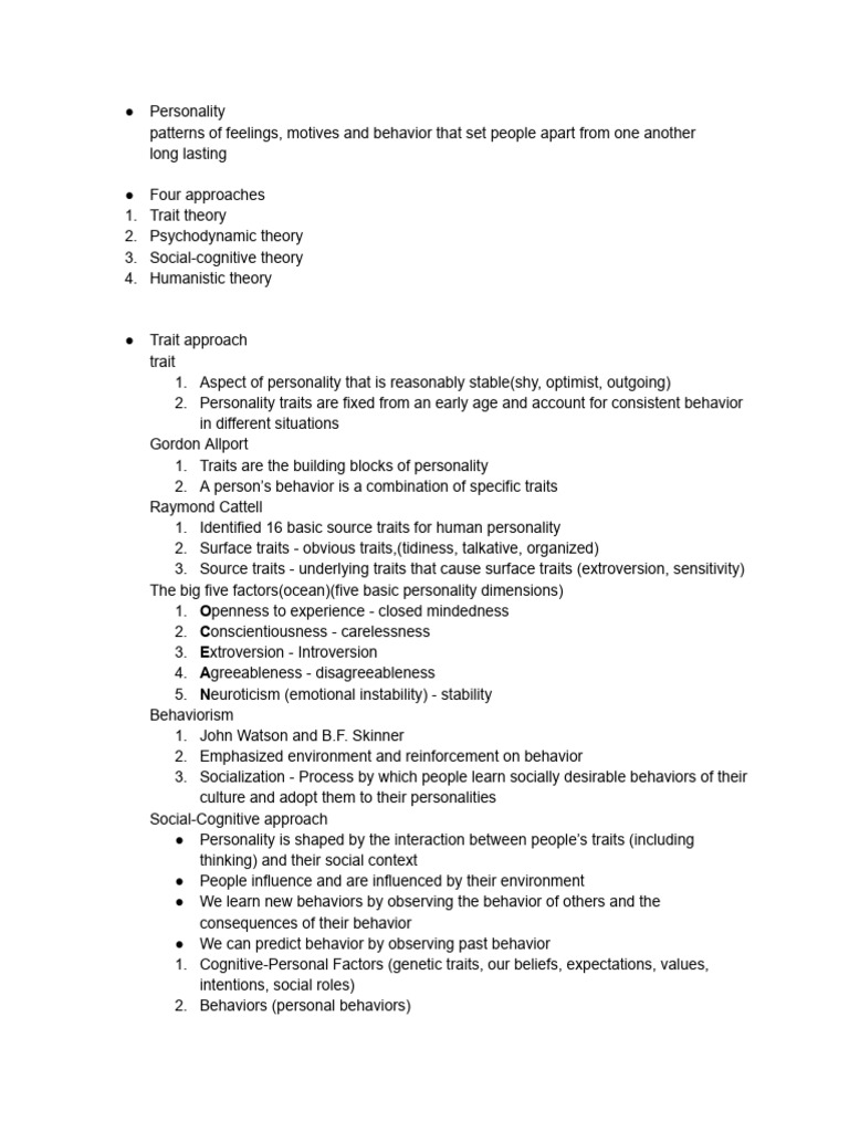 Theories of Personality | PDF | Extraversion And Introversion | Psychology