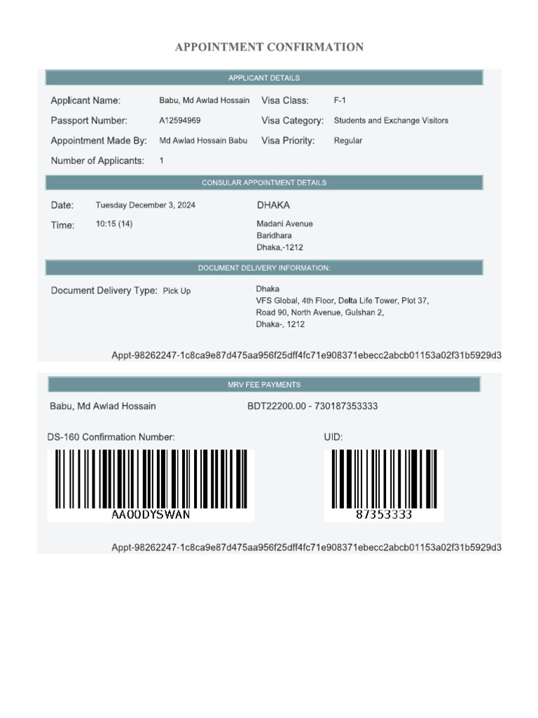 Appoinment Confirmation | PDF