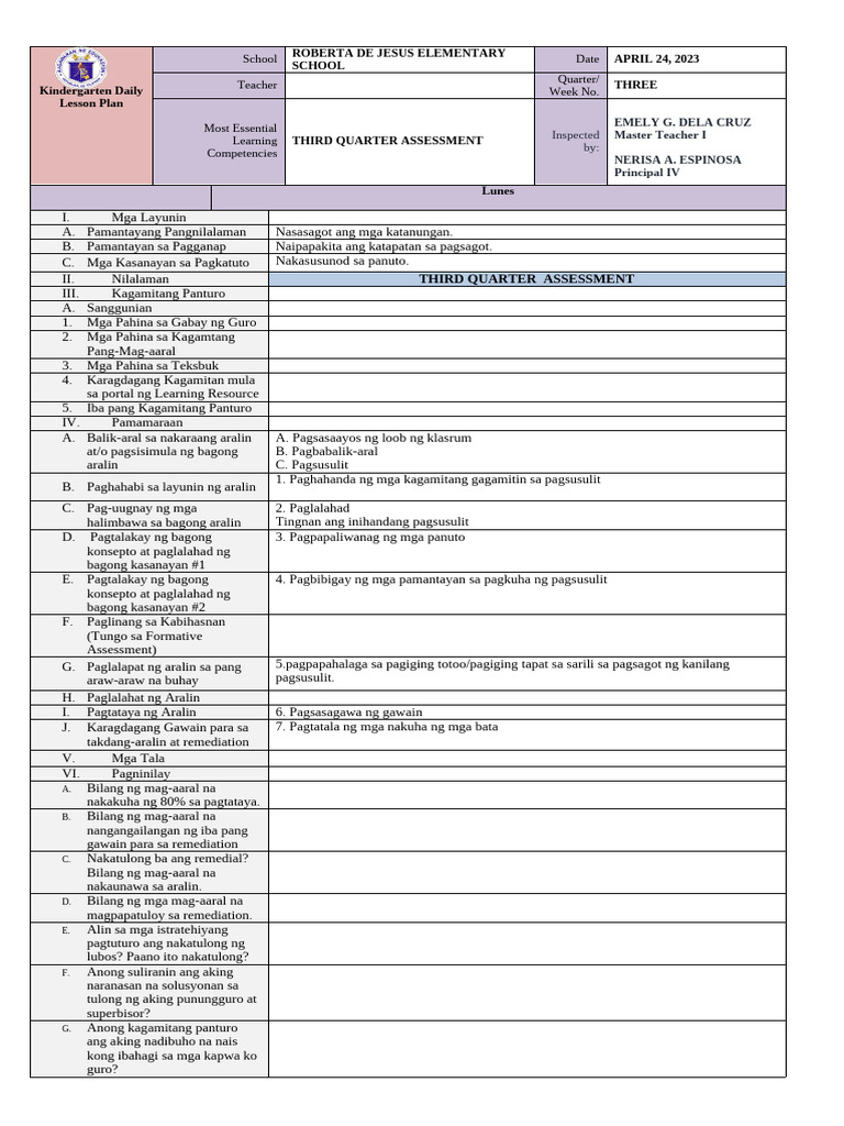 DLP-3rd Assessment & Checking | PDF