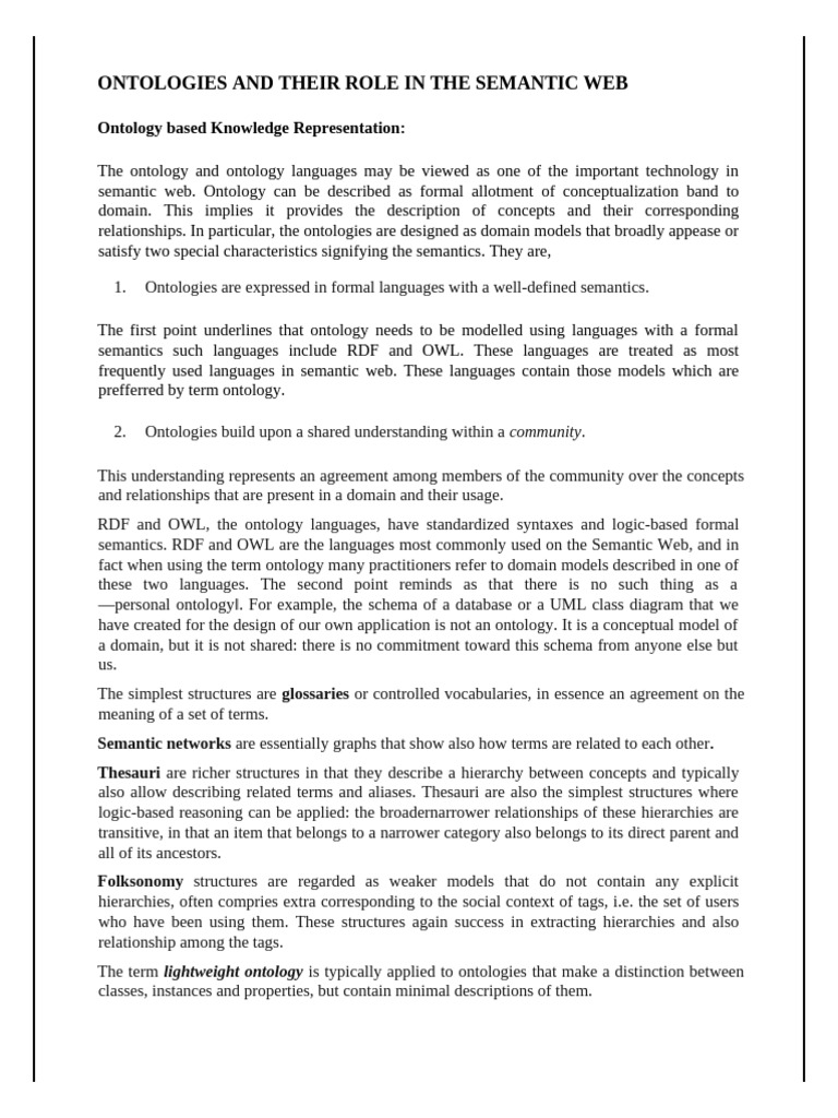 Ontologies and Their Role in The Semantic Web | PDF | Resource Description Framework | Html