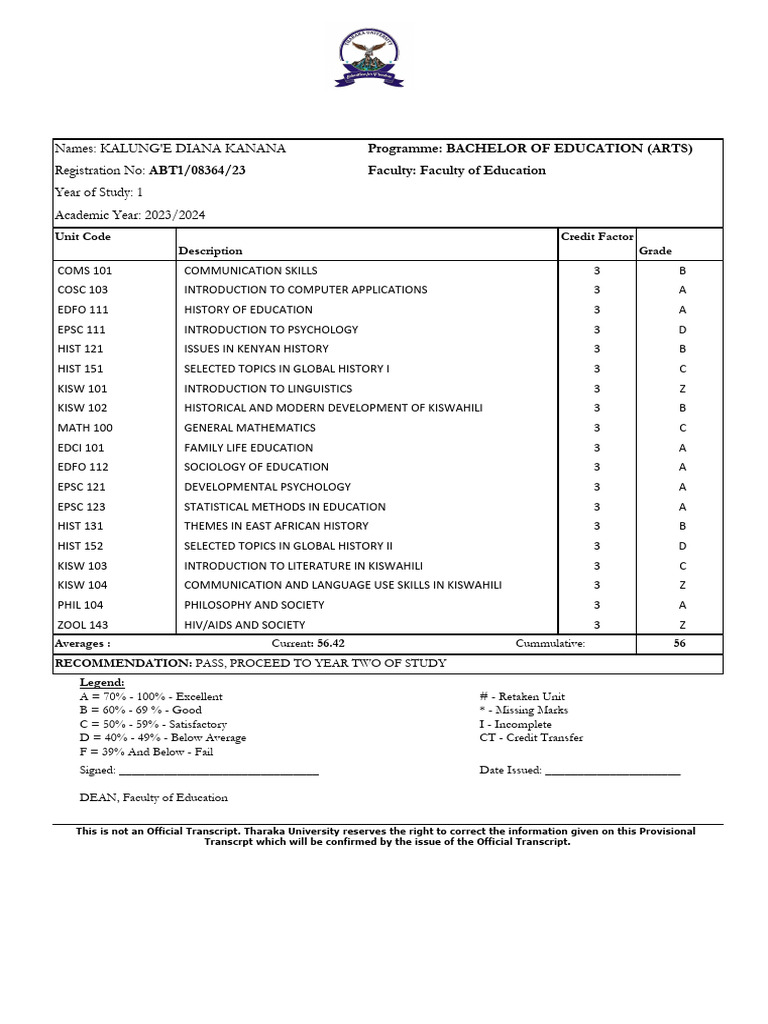 Transcript ABT10836423 | PDF | Liberal Arts Education | Science