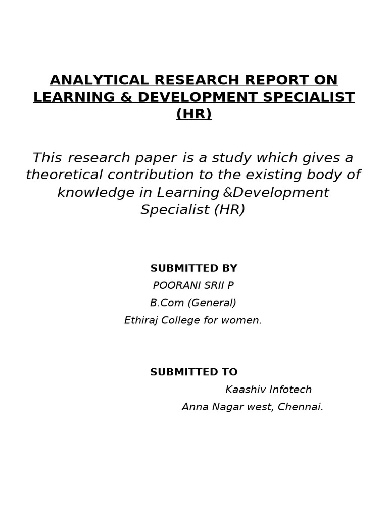 Analytical Research Report on Learning and Development | PDF | Learning ...