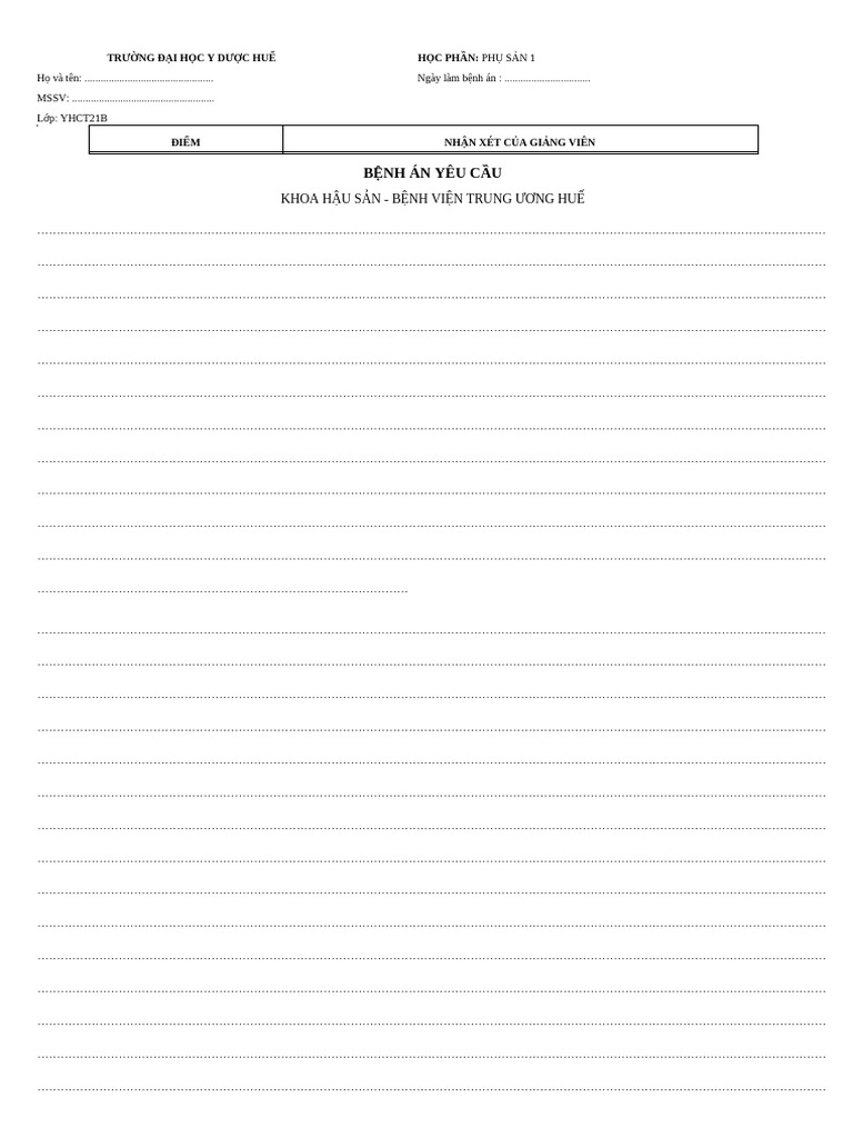 0 Mẫu b.án yêu cầu BV YHCT TTHUE | PDF