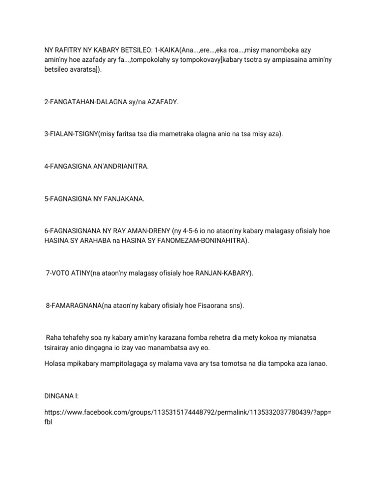 Fomba Kabary Betsileo sy Ranjan-kabary | PDF