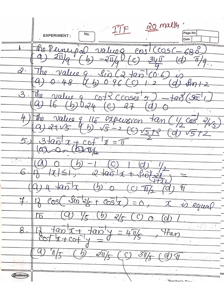 itf mcqs test 2025 | PDF