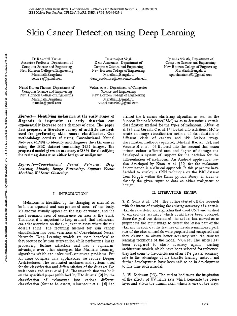 Skin Cancer Detection Using Deep Learning Pdf Artificial Intelligence Intelligence Ai