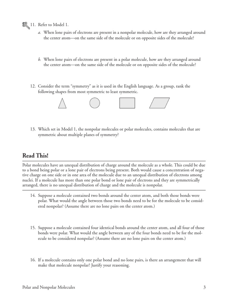 Polar vs Nonpolar Molecules Analysis | PDF | Chemical Polarity ...