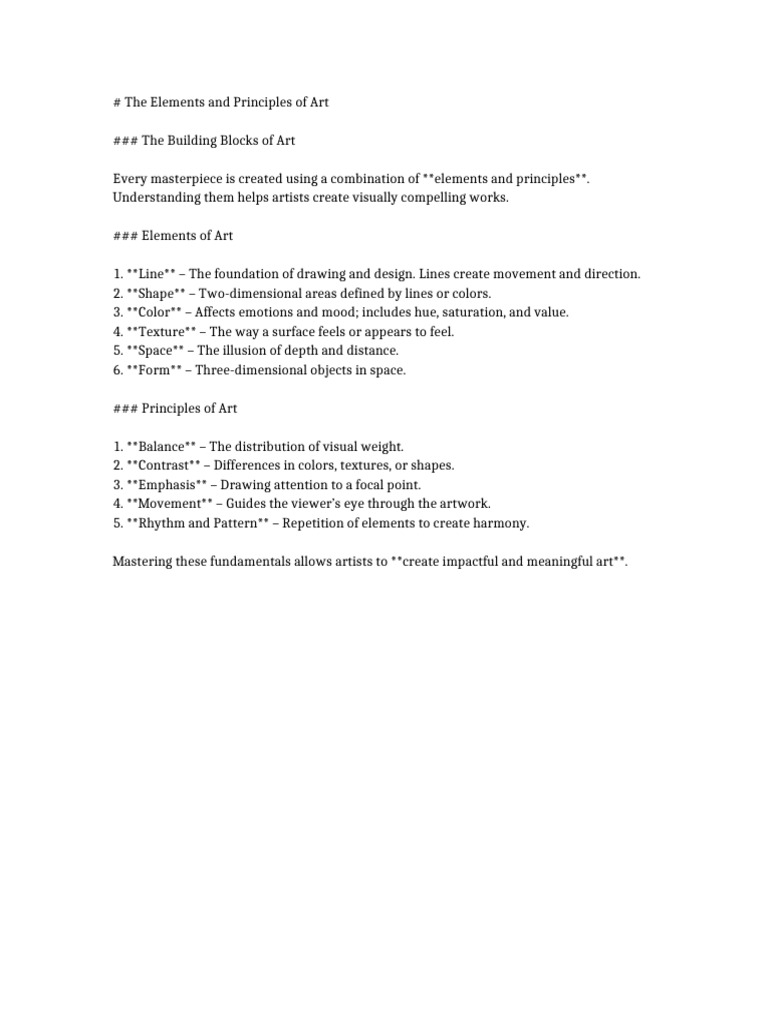 Elements and Principles of Art Explained | PDF