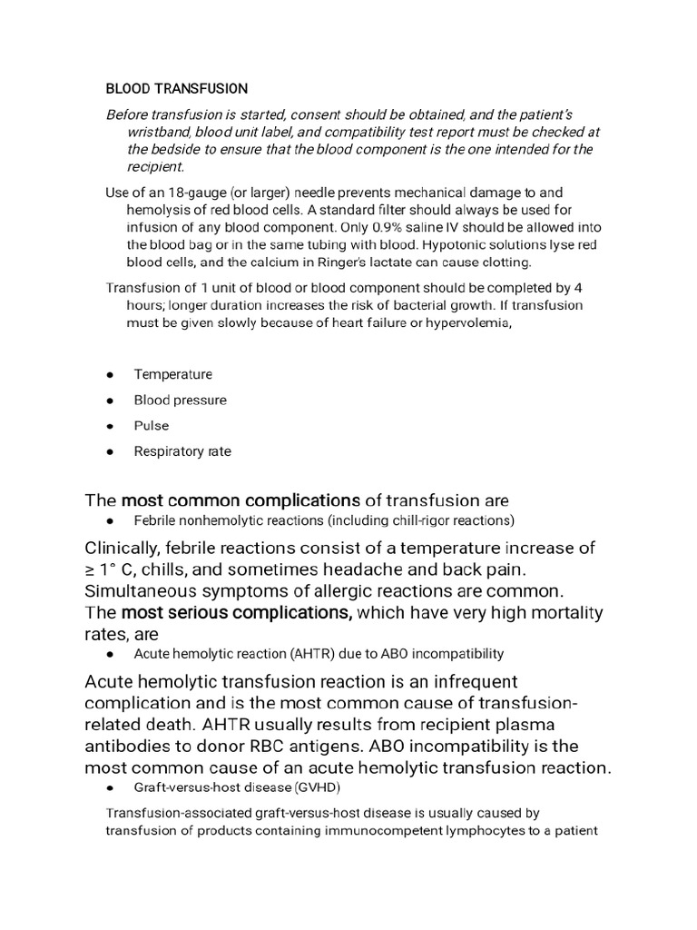 Blood Transfusion | PDF