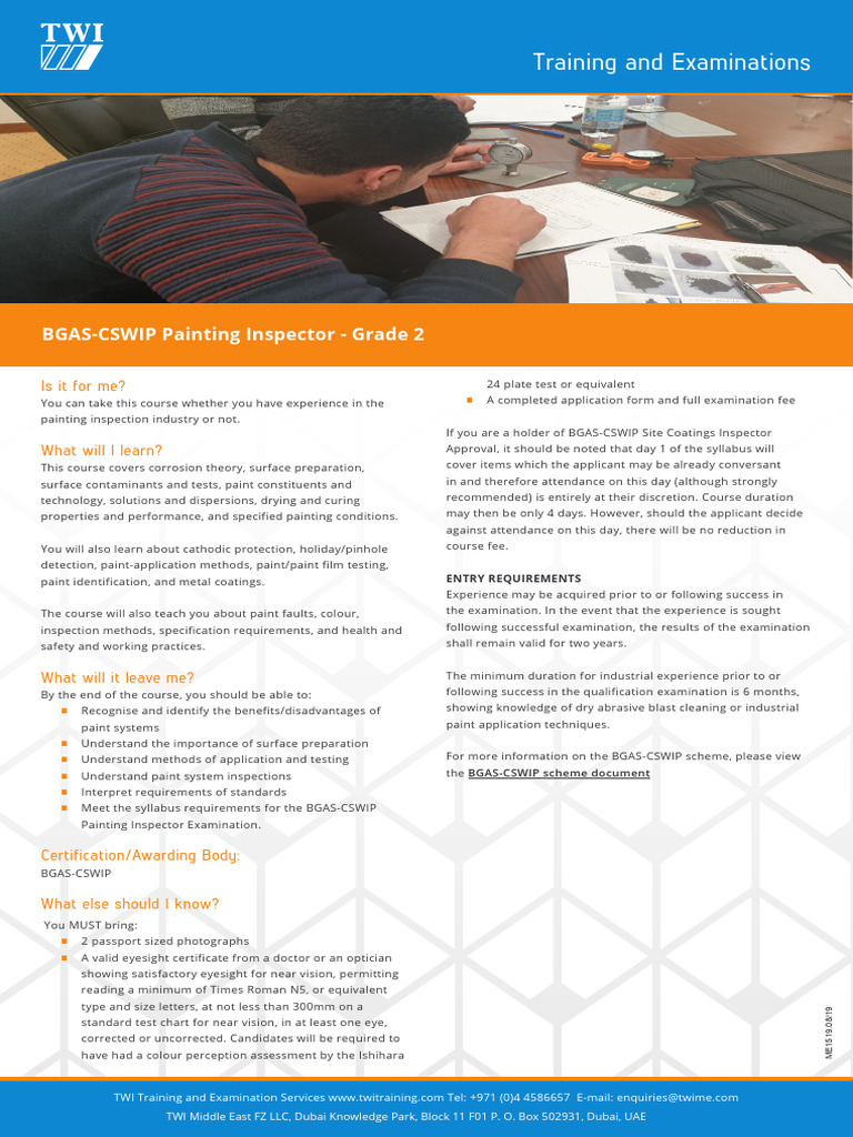 00 Flyer - BGAS CSWIP Painting Grade 2 | PDF | Paint