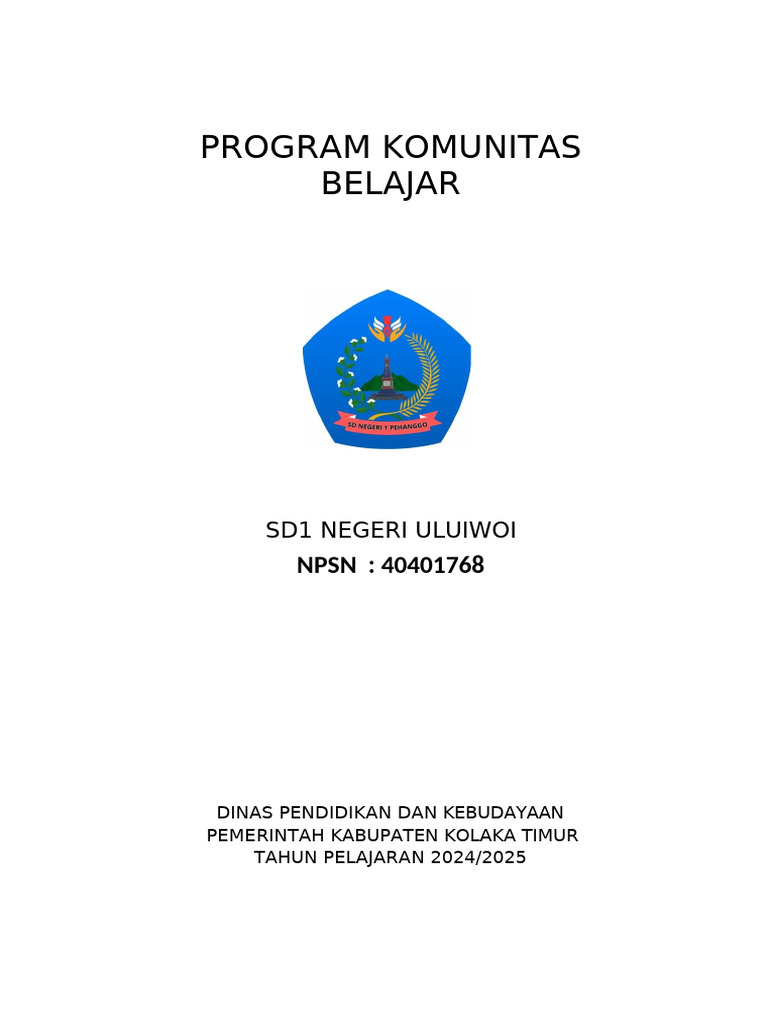 LAPORAN KOMBEL SDN 1 PEHANGGO 2024 | PDF