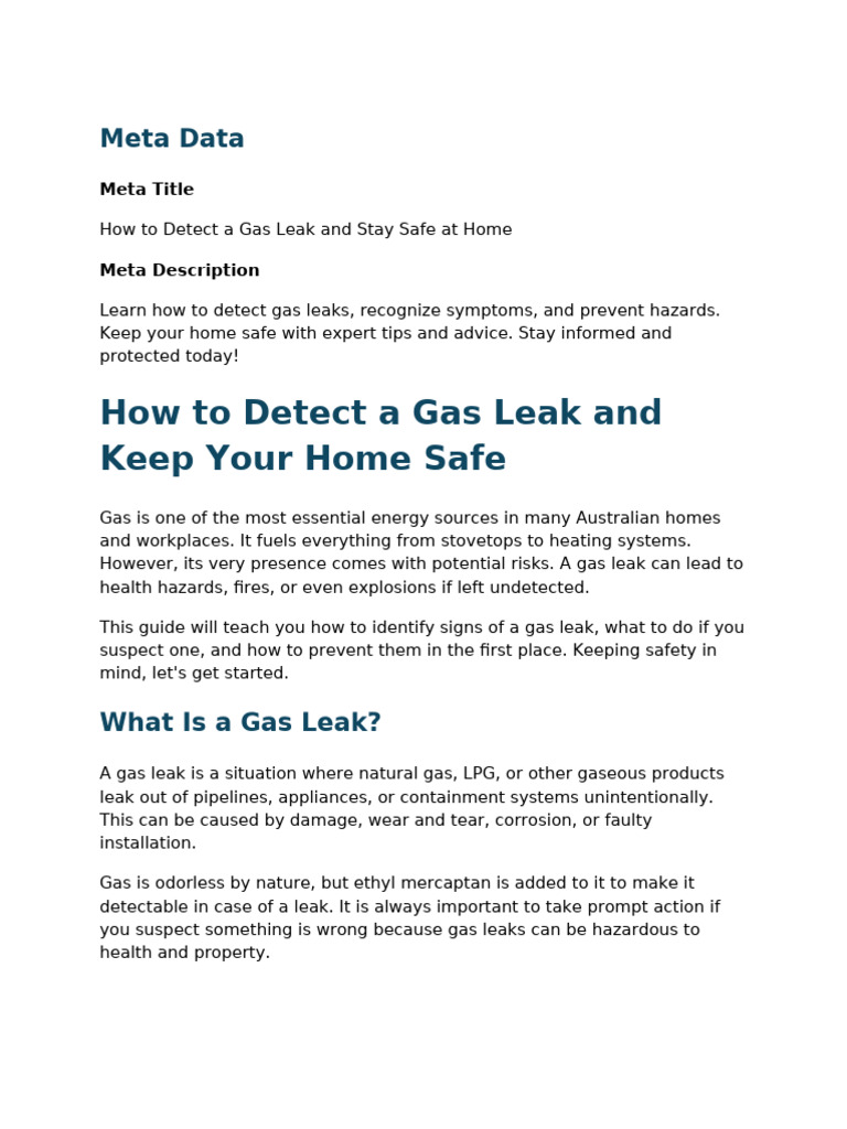 Detecting and Preventing Gas Leaks | PDF | Leak | Liquefied Petroleum Gas