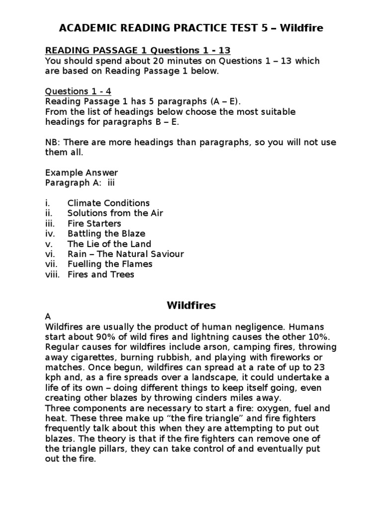 Wildfire Reading Practice 21k79fg | PDF | Wildfire | Wound