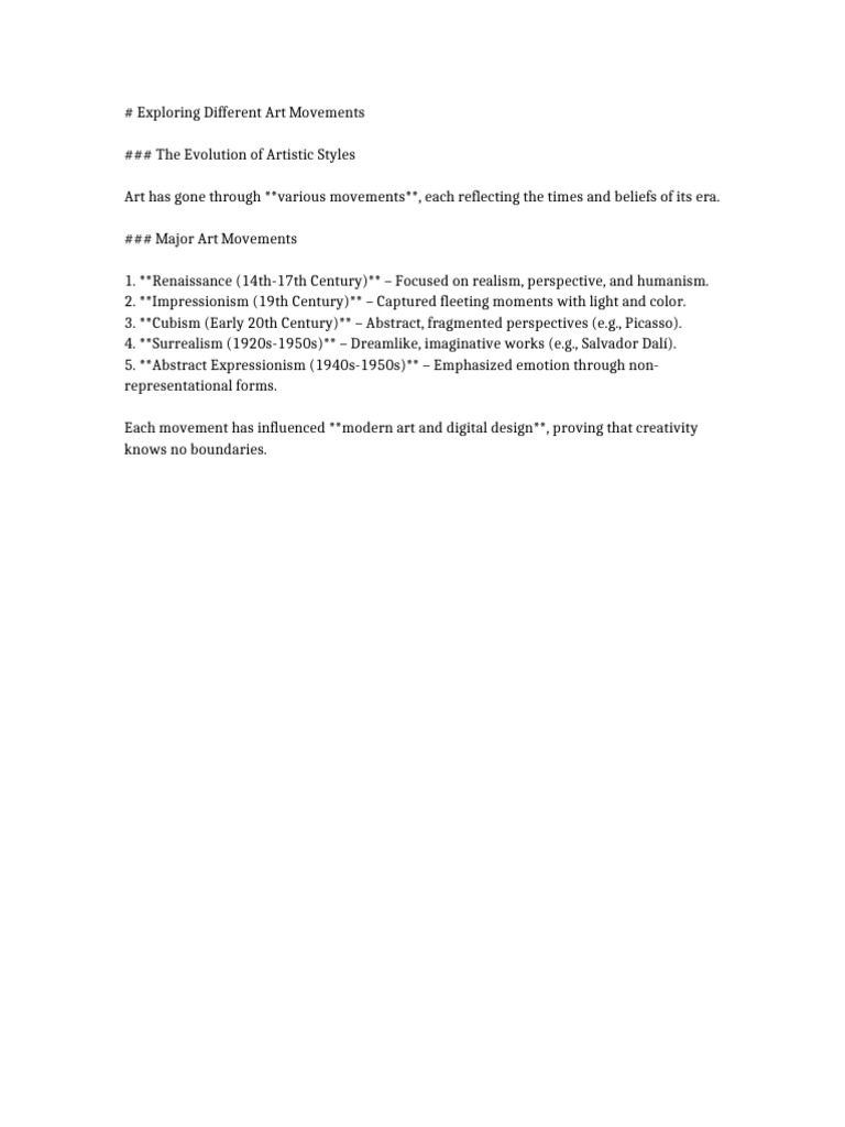 Major Art Movements Explained | PDF