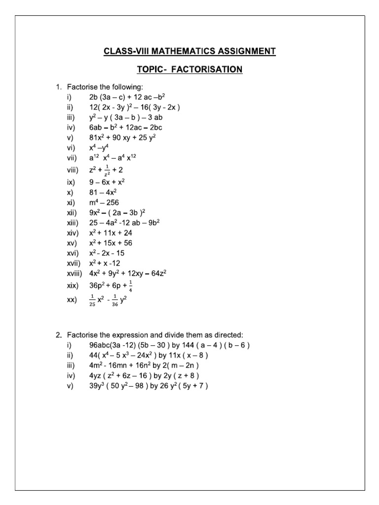 Factorization Gr8 | PDF