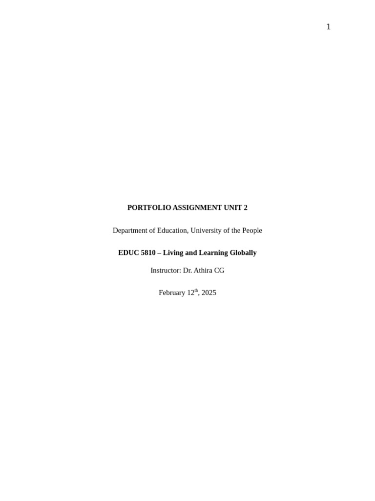 Portfolio Assignment Unit 2 | PDF | Liberal Arts Education | Behavior Modification