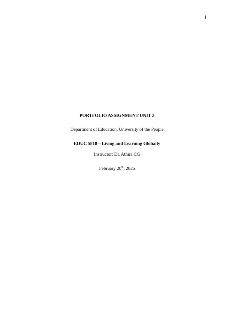 Portfolio Assignment Unit 3 | PDF | Cognition | Learning