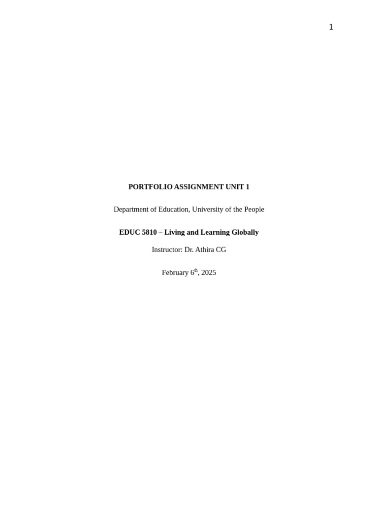 Portfolio Assignment Unit 1 | PDF | Critical Thinking | Learning