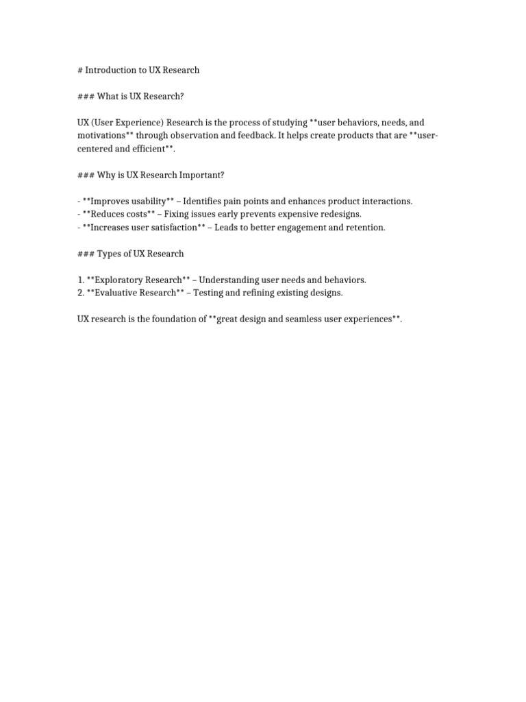 Introduction To UX Research | PDF
