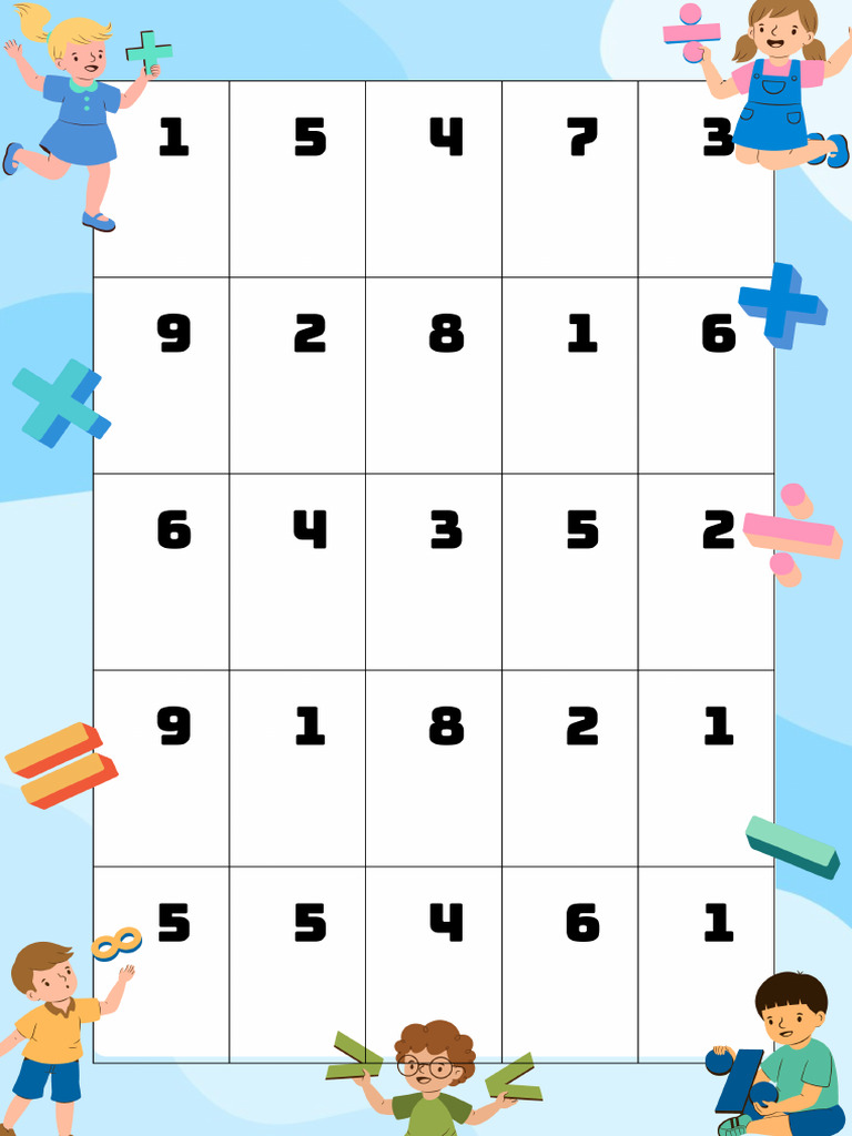 Blue White Cartoon Cute Illustrative Kids Math Page Border | PDF