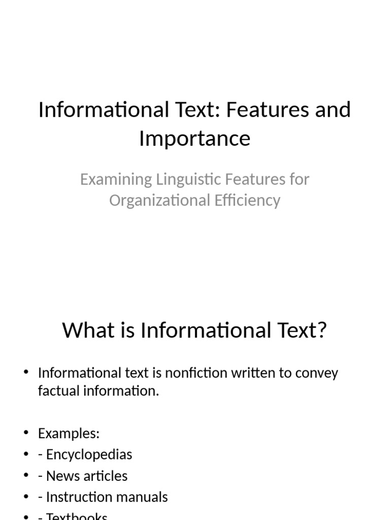 Informational Text Features | PDF | Sentence (Linguistics) | Syntax