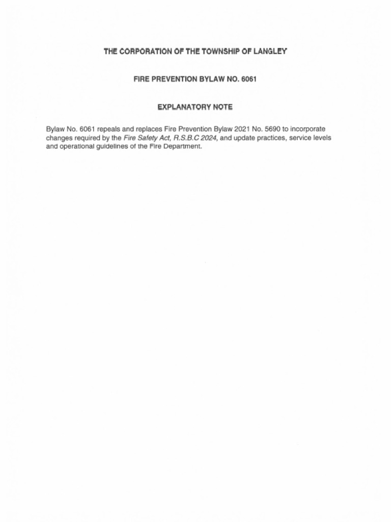 Fire Prevention Bylaw (No. 6061) | PDF