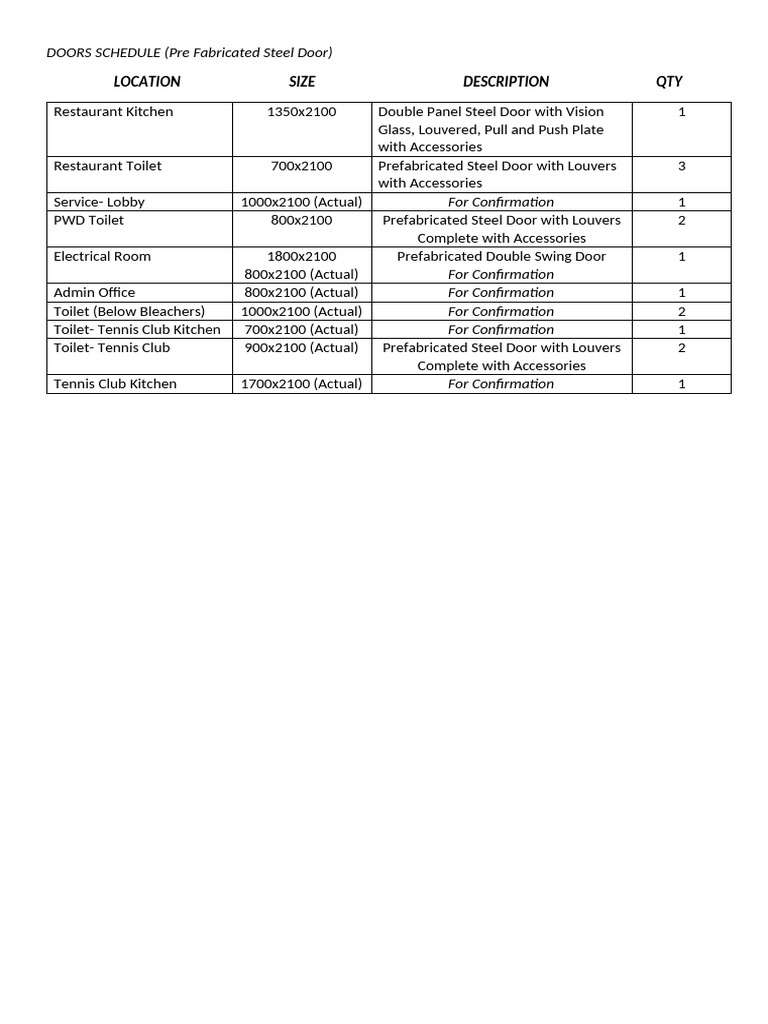 DOORS SCHEDULE_179455f1-b002-426d-a590-92376fa68050 | PDF