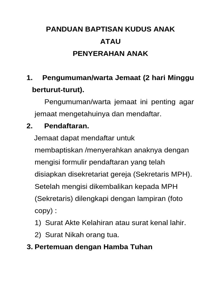 Panduan Baptisan Kudus Anak | PDF