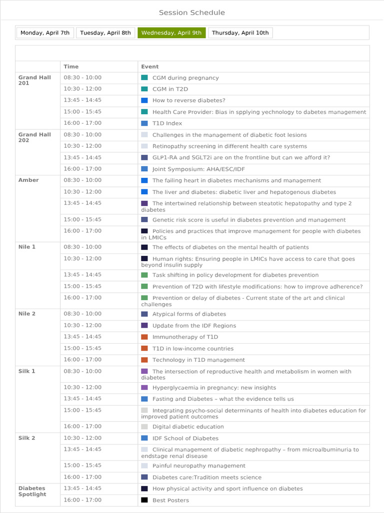 Sessionschedule Agenda | PDF | Diabetes | Diabetes Management