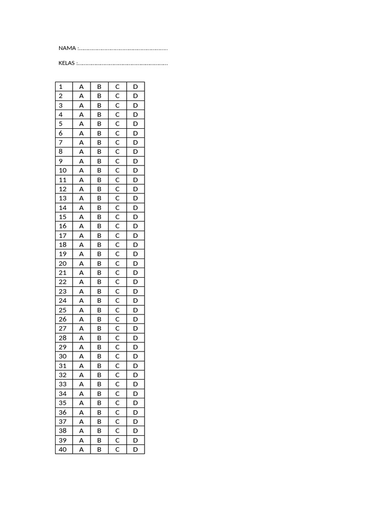 Borang Objektif RBT | PDF
