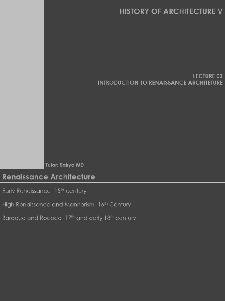 Lecture 3 - Renaissance Architecture | PDF | Michelangelo | Rome