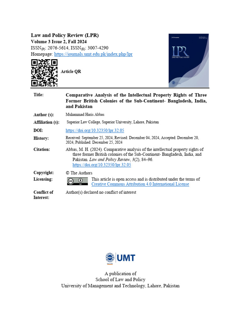 Comparative Analysis of The Intellectual Property Rights of Three ...