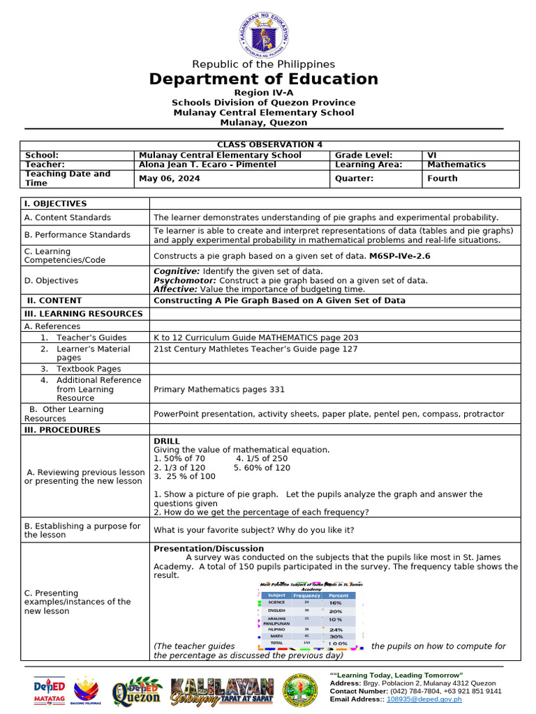 Cot - DLP - Mathematics 6 by Teacher Liberty B. Monteagudo | PDF | Learning | Teachers