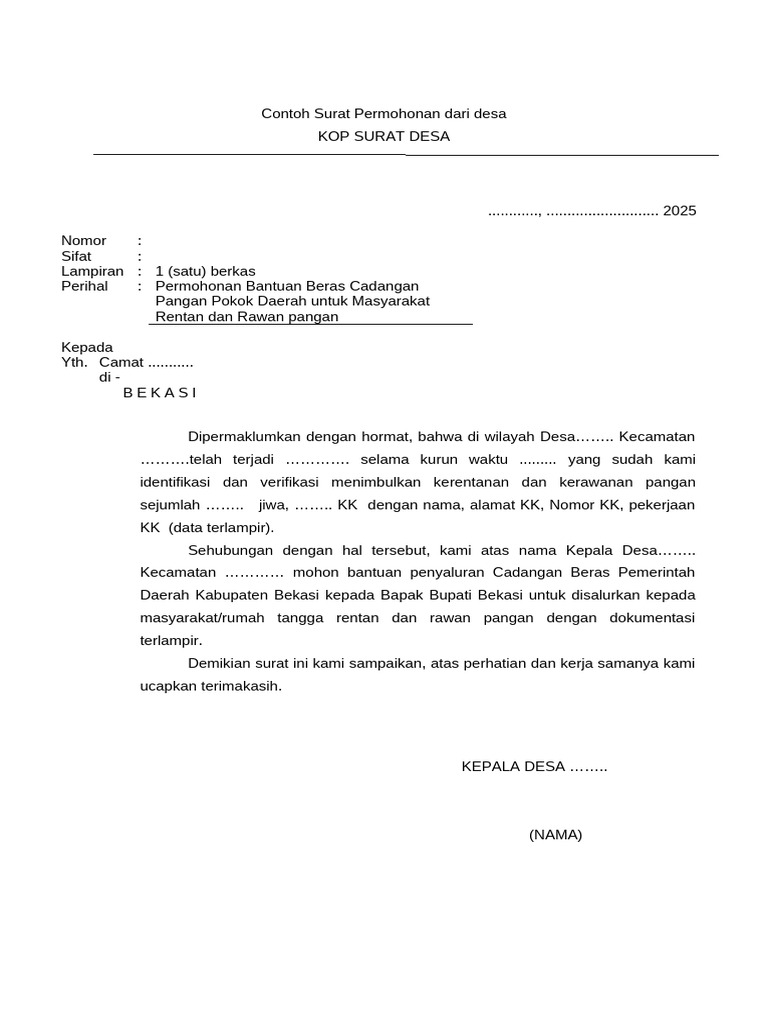 Surat Usulan Bantuan CPPD | PDF