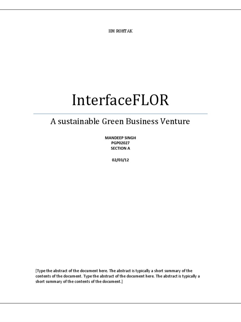 Interfaceflor: A Sustainable Green Business Venture | PDF | Recycling ...
