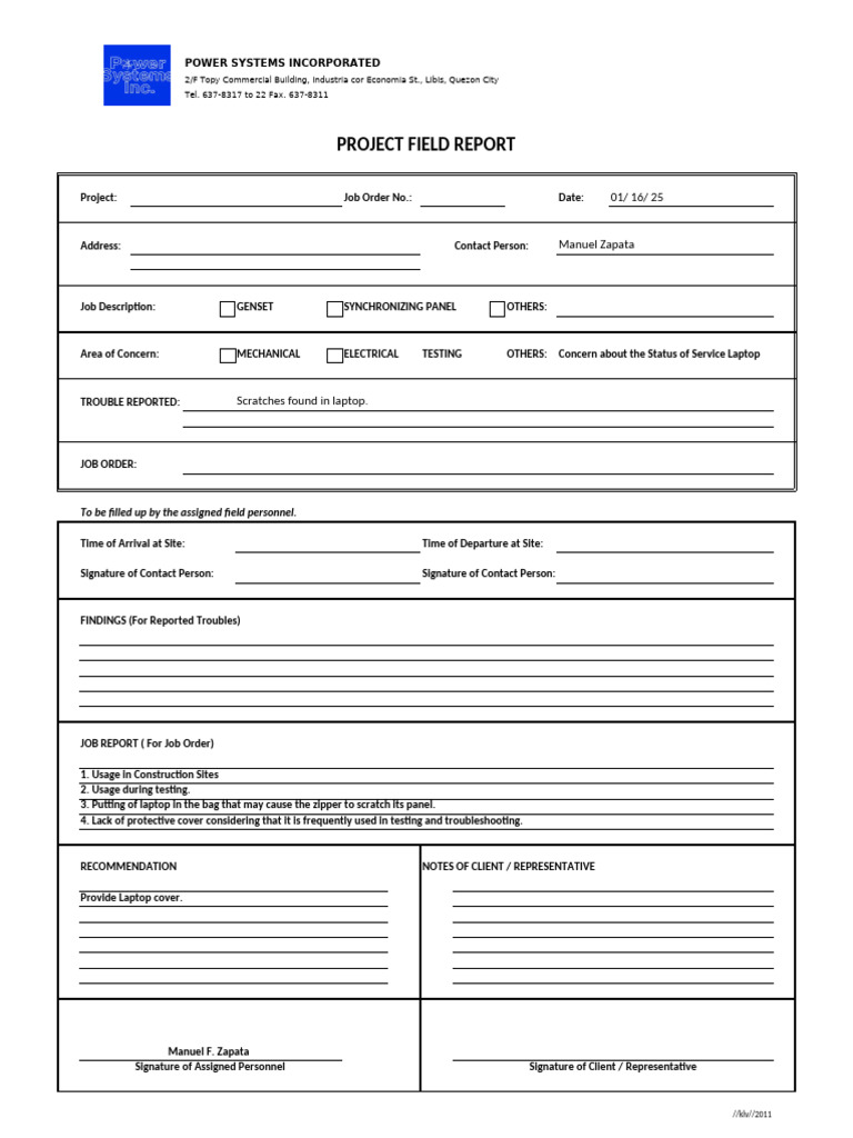 Project Field Report | PDF