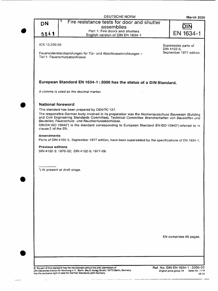 EN1634-1 Fire Resistance | PDF
